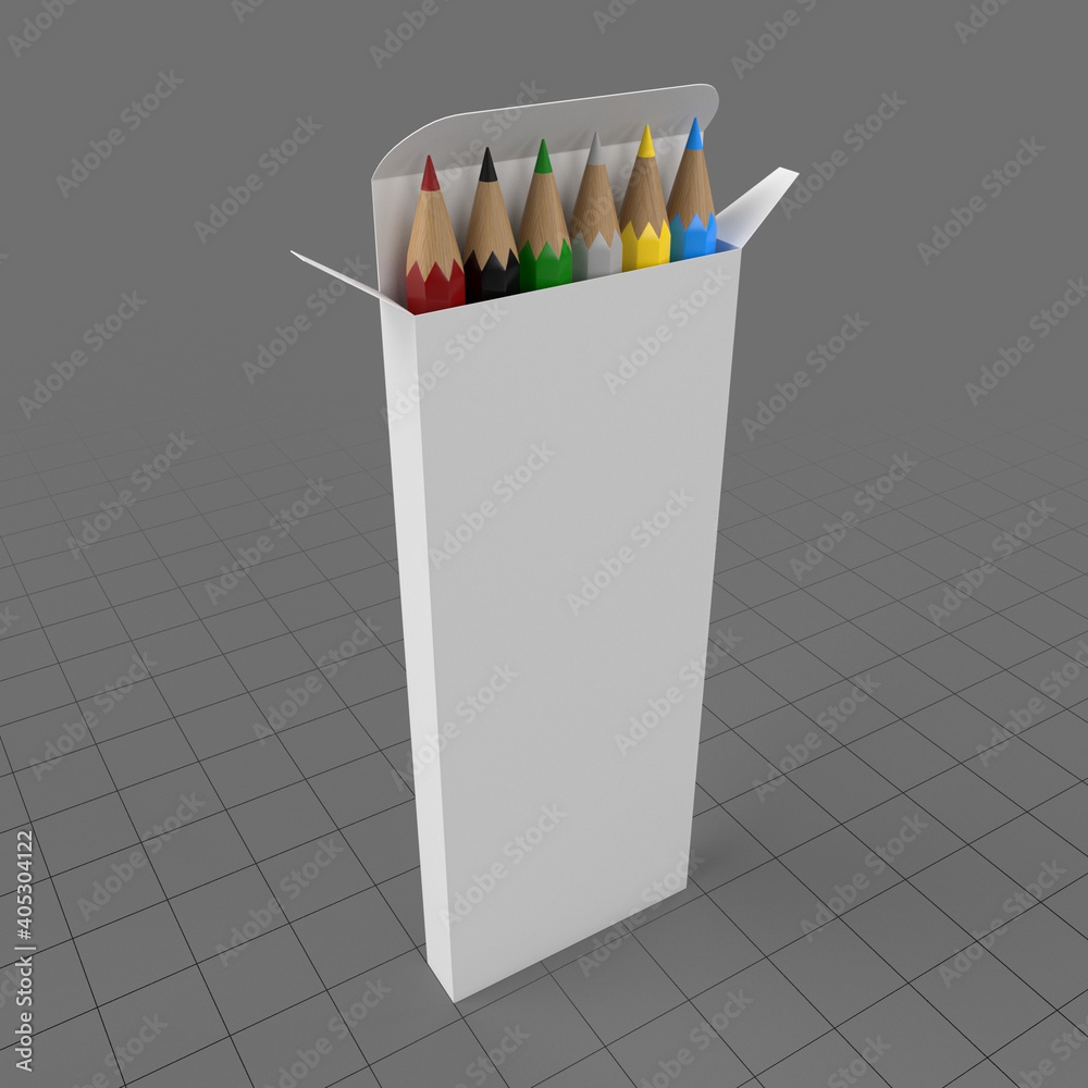 Colored pencil box 3 Stock 3D asset | Adobe Stock