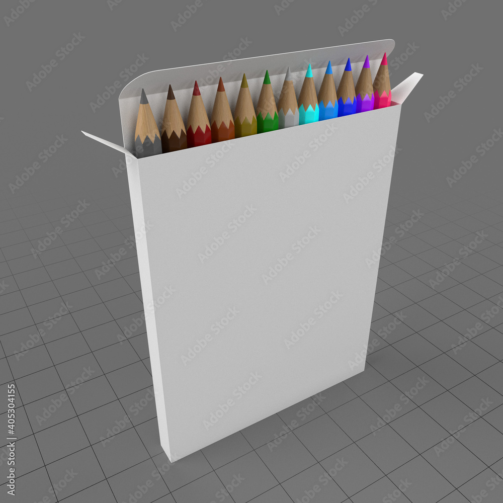 Colored pencil box 2 Stock 3D asset | Adobe Stock