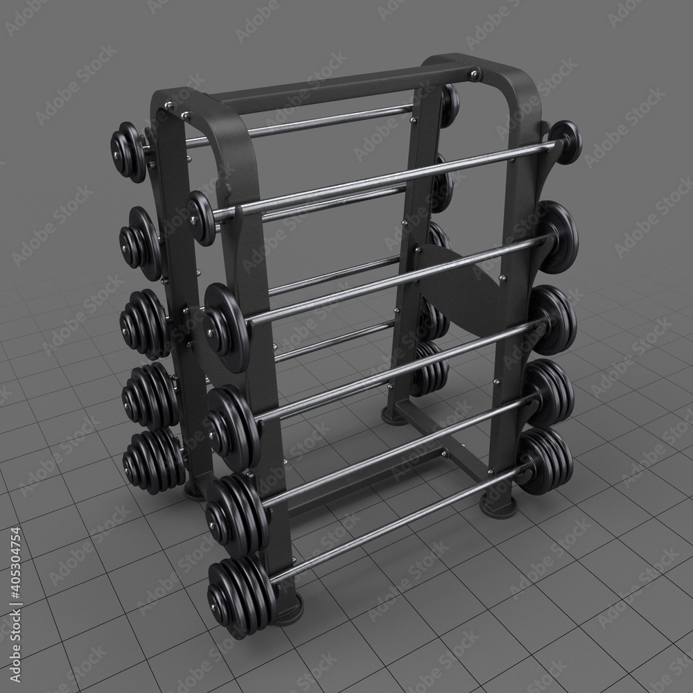 Barbell set on rack Stock 3D asset | Adobe Stock