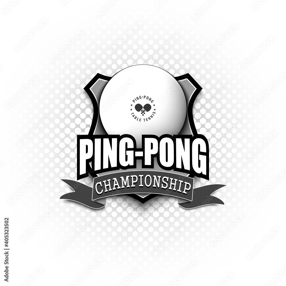 Ping-pong emblem template design. Ping-pong logo on isolated background ...