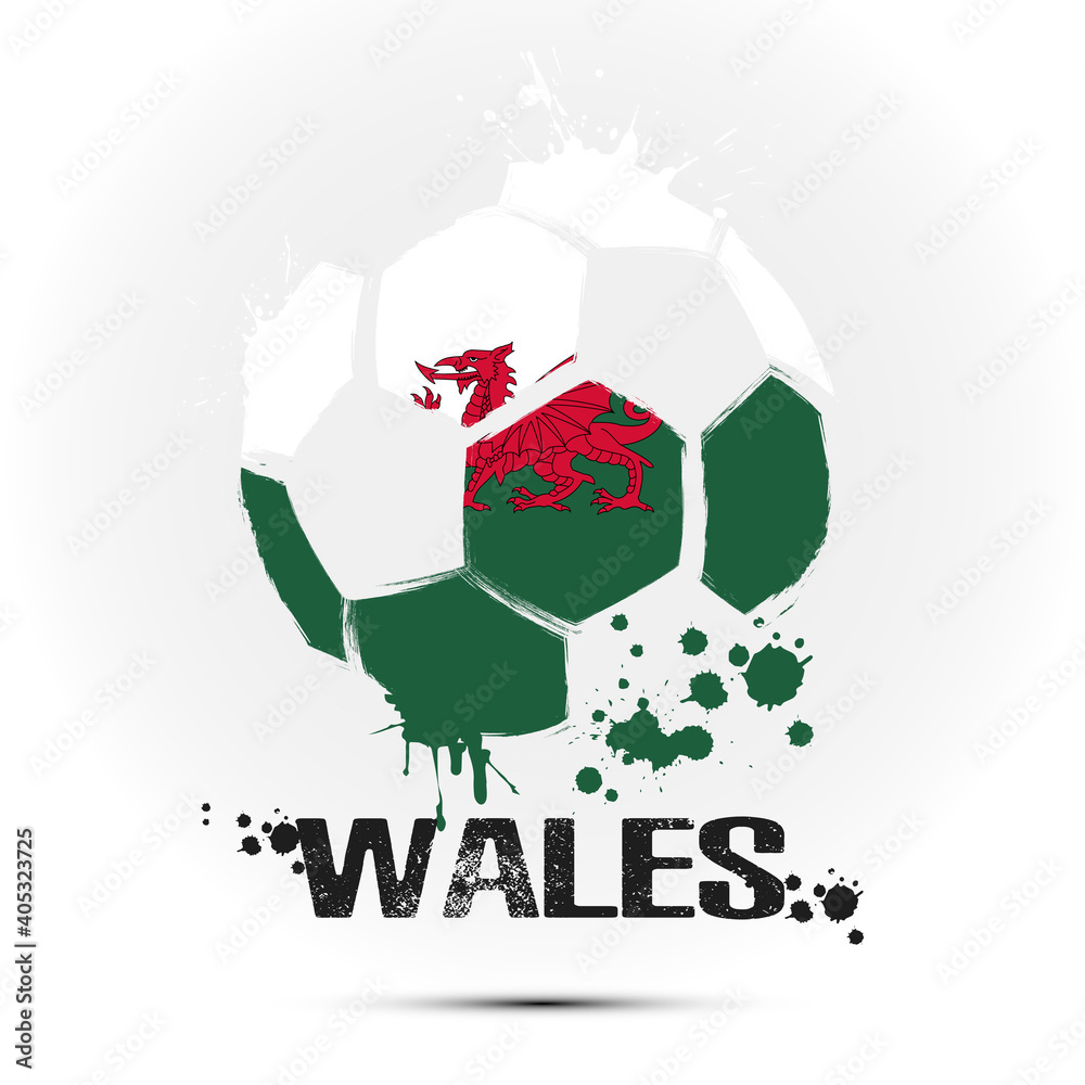 Abstract soccer ball with welsh national flag colors. Flag of Wales in ...