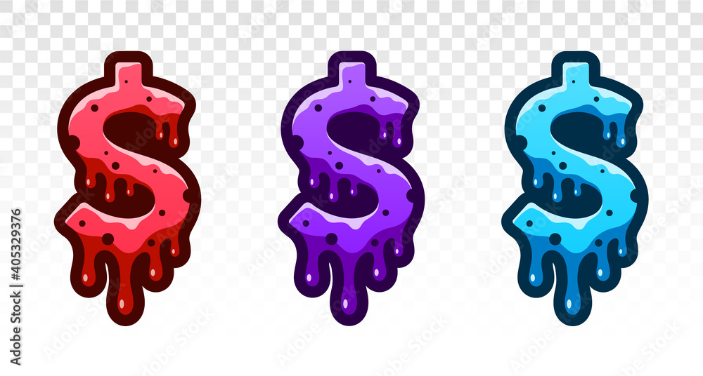 Dollar sign. Current dollar. Dollar symbol melting. Paint dripping ...