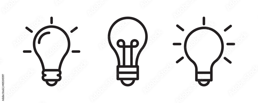 Light bulb, idea lam, effective thinking icon set. Vector graphic ...
