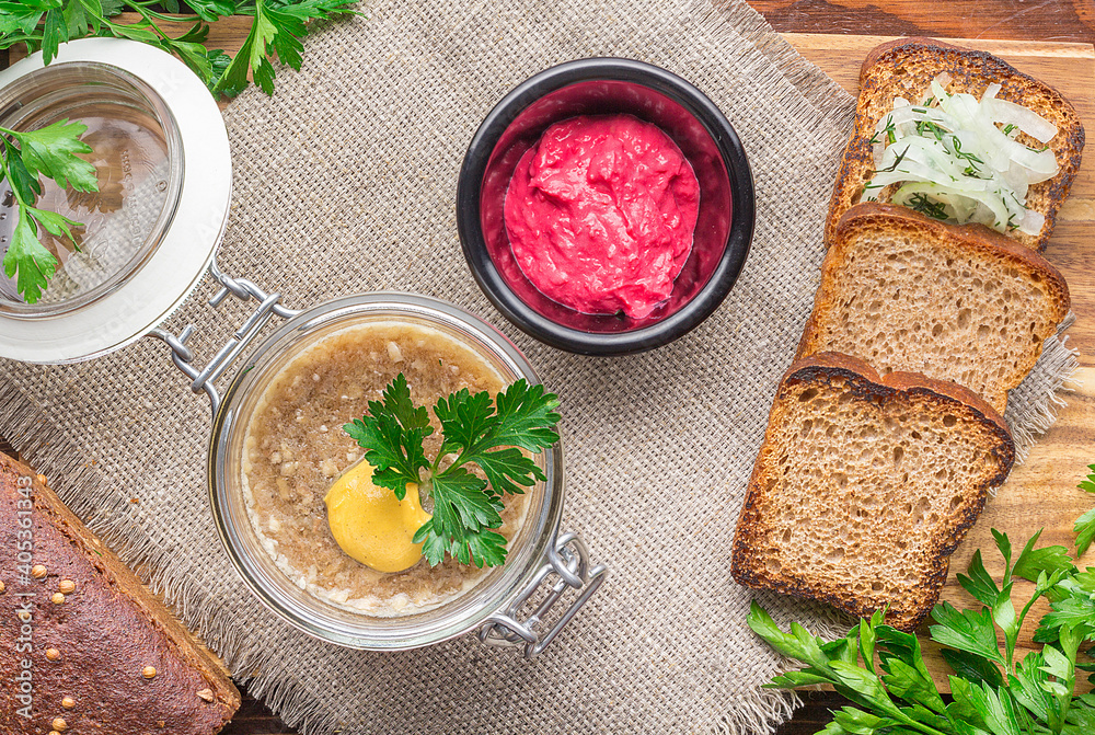 Restaurant service concept. National cuisine. Russian traditional dish ...