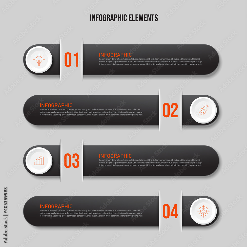 Colorful rectangular infographics elements, Thin line pictograms ...
