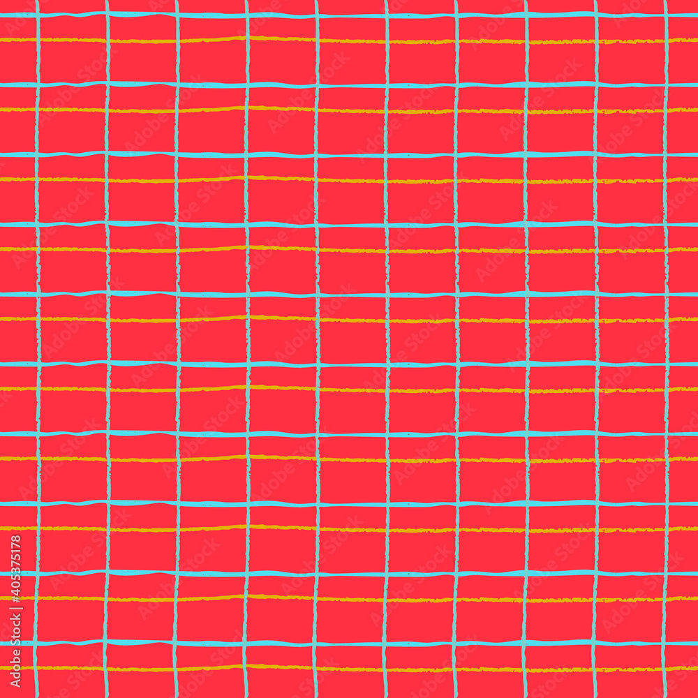 Seamless checkered repeating pattern with hand drawn checks. Red plaid ...