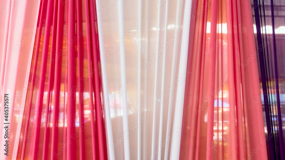 Beautiful multi-colored curtains decorated as a backdrop for the ...