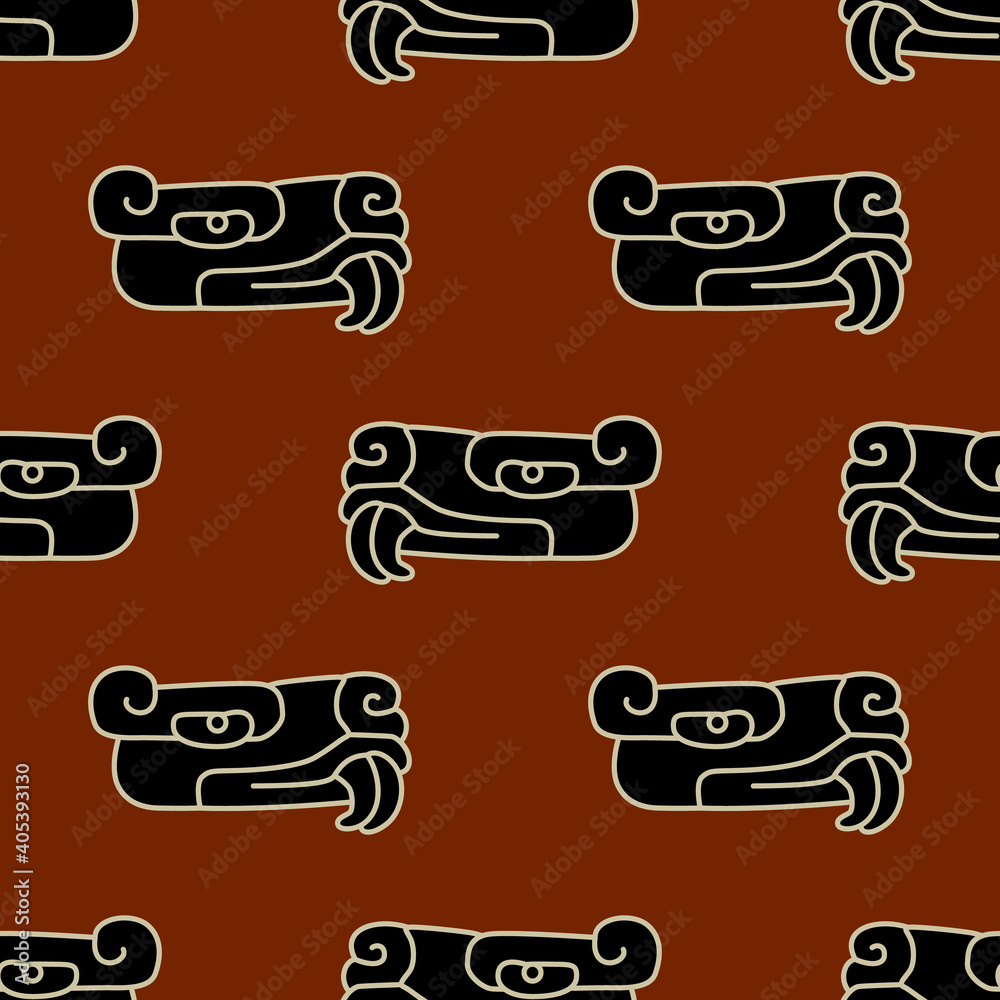 Seamless geometrical pattern with Native American ethnic motifs. Heads ...