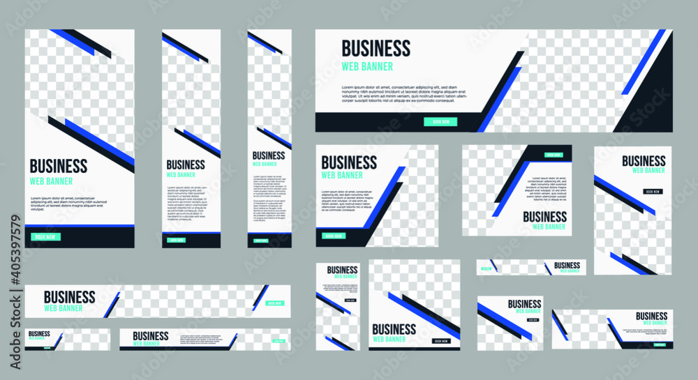 Set of profesional business banner with image space and standard size ...