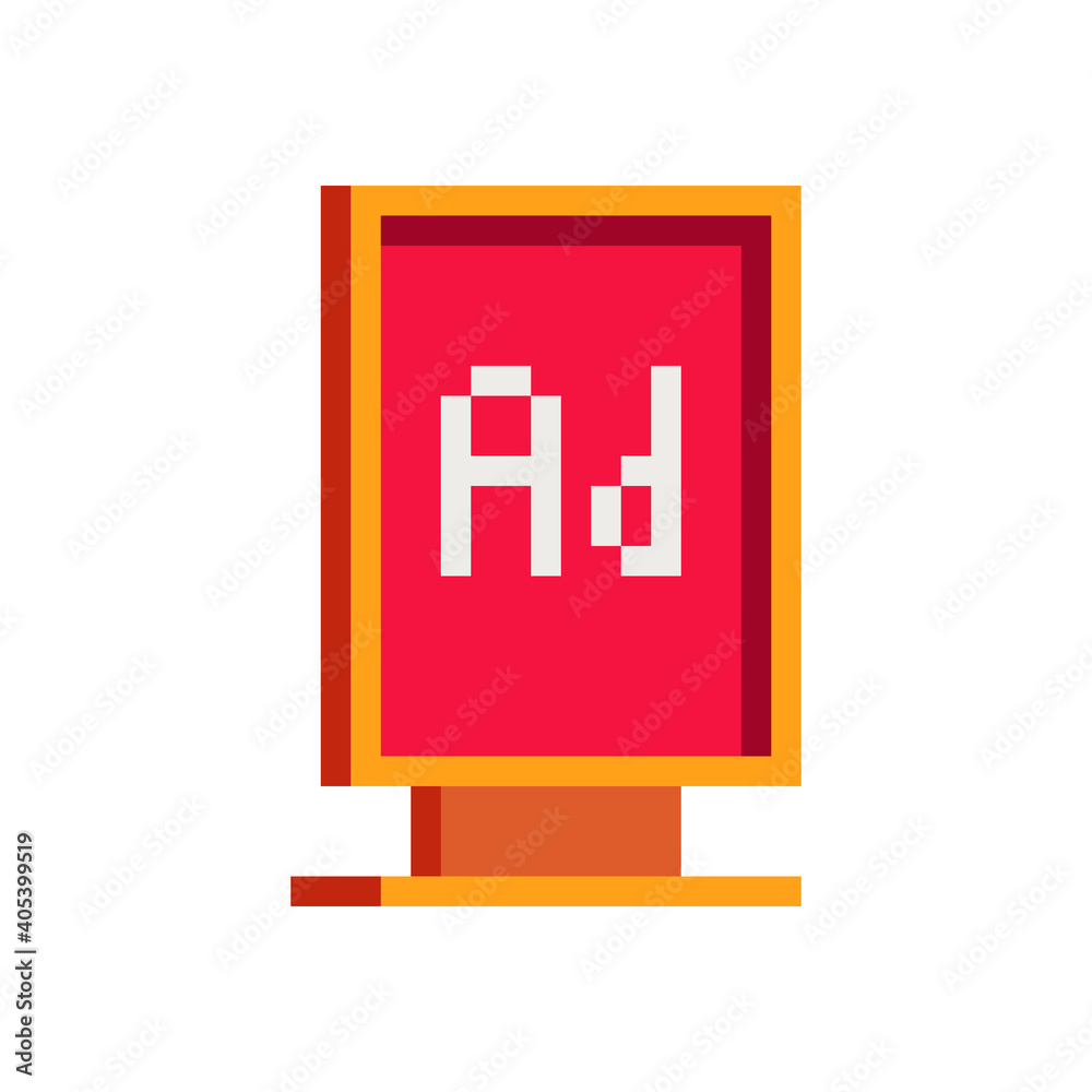 Billboard pixel art icon, signboards. Isolated vector illustration ...