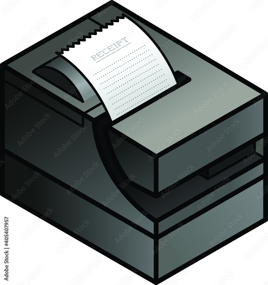 A point of sale receipt printer printing a receipt. Stock Vector ...