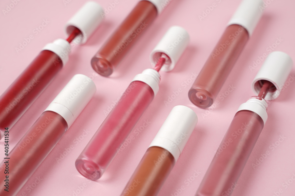 Liquid lipstick, Lip gloss in elegant glass bottle with white lid ...