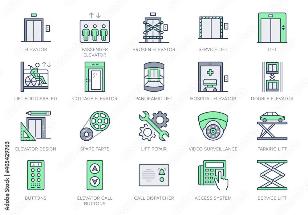 Elevator line icons. Vector illustration included icon - service lift ...