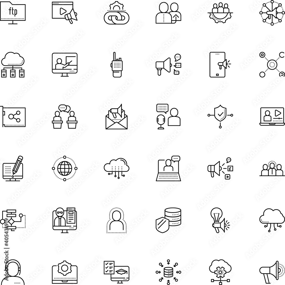 communication vector icon set such as: map, building, bulb, play ...