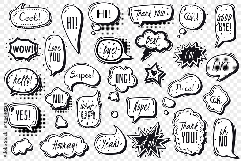 Comics speech bubbles transparent set. Comic speech bubbles set. Vector ...