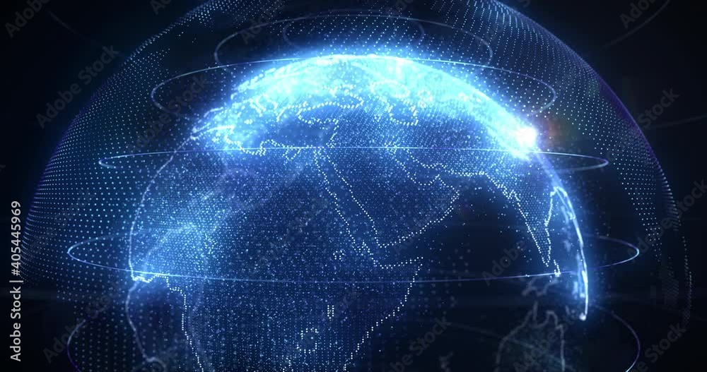 3D Earth, seamless loop 4k cg animation, plexus global network ...