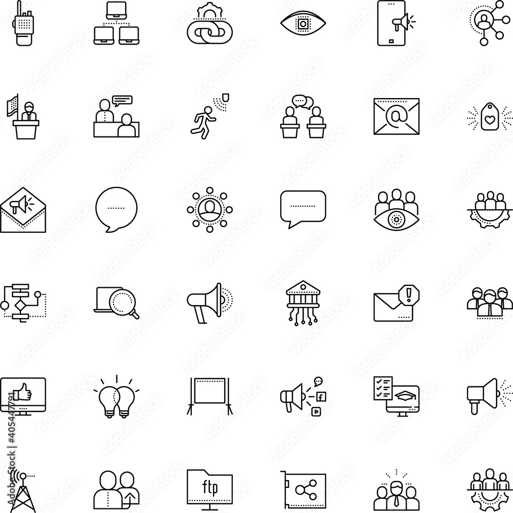 communication vector icon set such as: form, database, mock, pedestrian ...