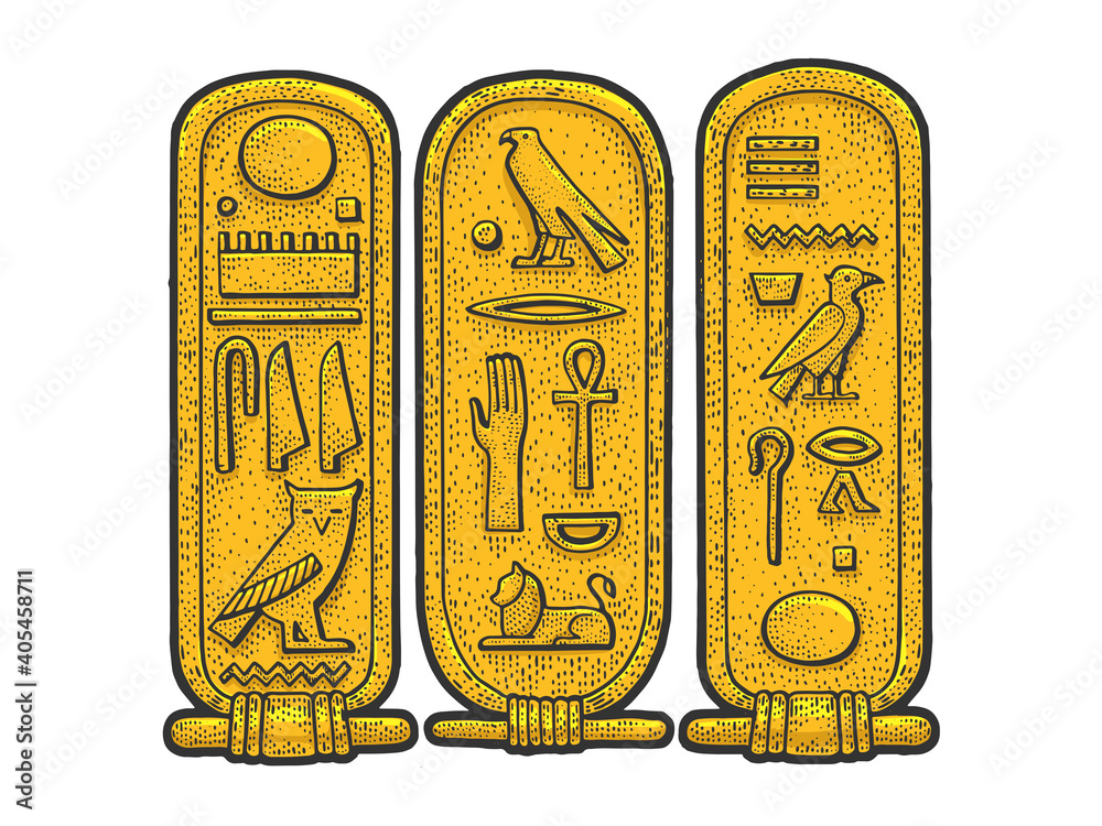 Ancient Egyptian Cartouche sketch color engraving vector illustration ...