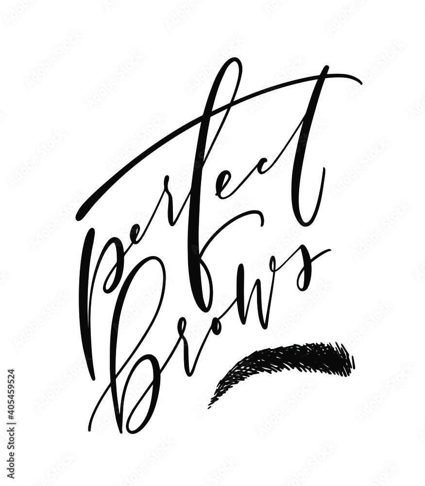 Perfect brows calligraphy text and clipart for beauty master branding ...