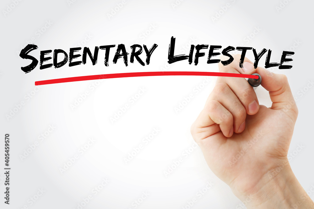 Sedentary lifestyle text with marker, concept background Stock Photo ...