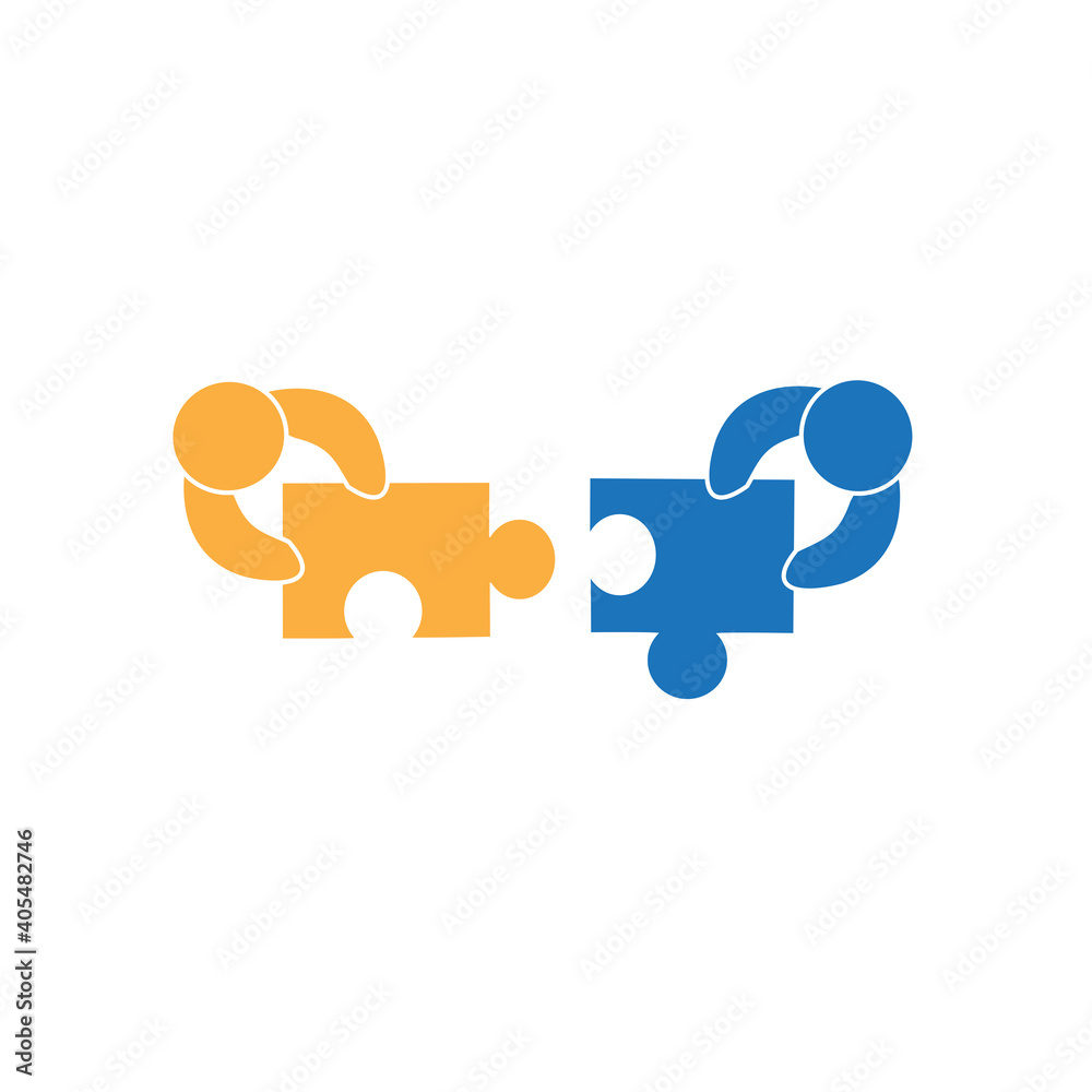 Teamwork people with puzzle pieces top view. Teamwork people vector for ...