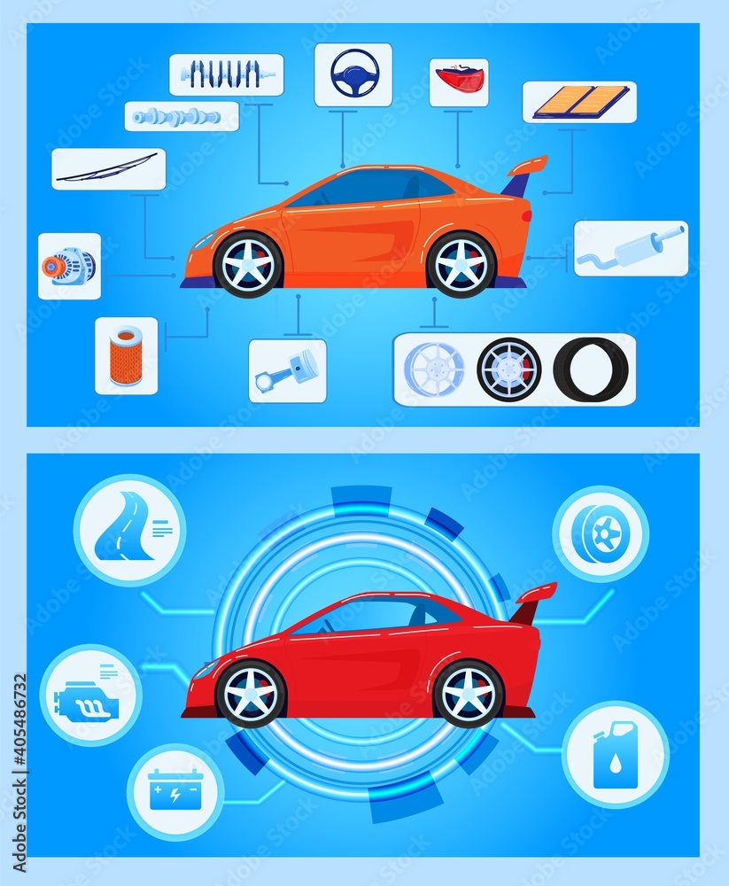 Car auto hardware diagnostics, condition of vehicle, scanning, test and ...