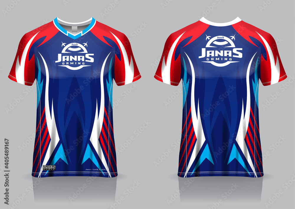 Esport gaming t shirt jersey template, uniform, front and back view ...