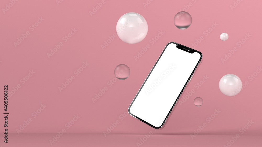 Smartphone similar to iPhone metal mockup with blank white screen on a ...