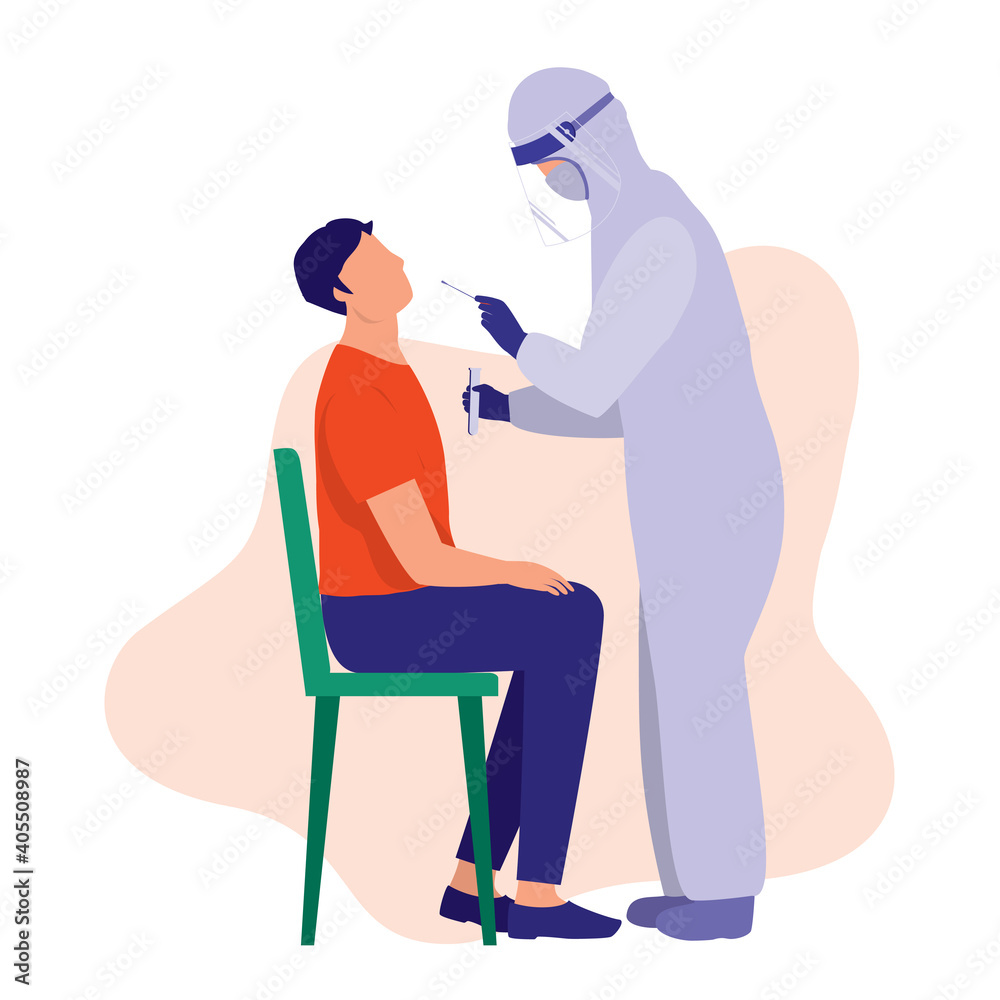 Young Man Receives COVID-19 Nasal Swab Test. Coronavirus Medical Test ...
