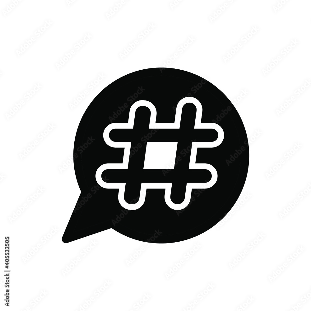 linear black hashtag logo in bubble. concept of communication sign or ...