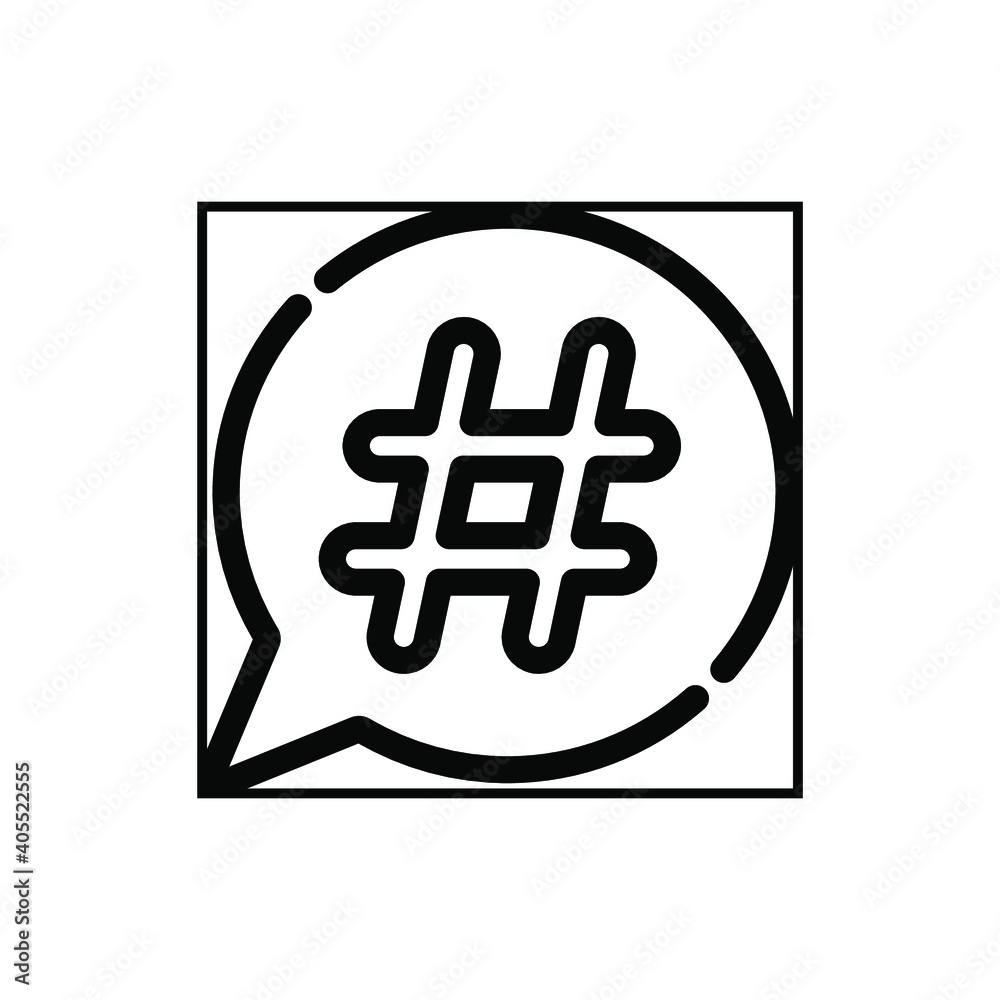 linear black hashtag logo in bubble. concept of communication sign or ...