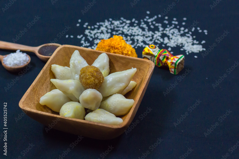 delicious bengali rice flour coconut dumpling served during bengali ...