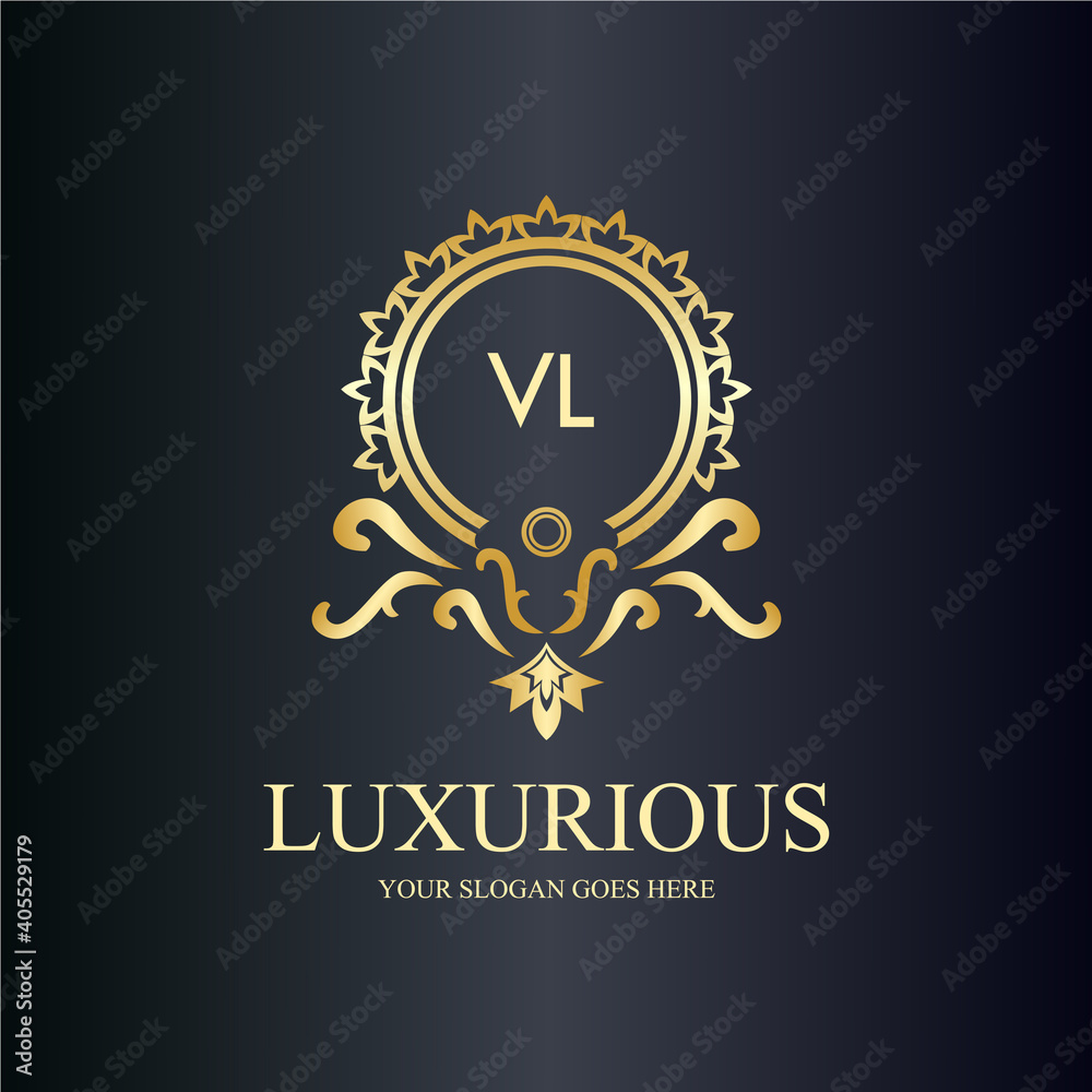 VL Letter Initial with Royal Luxury Logo Template. Stock Vector | Adobe ...