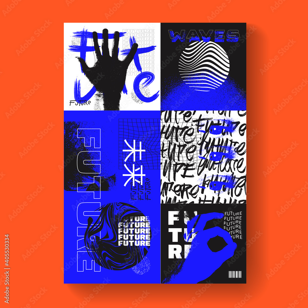 Postmodern poster artwork vector design. Modern abstract composition ...