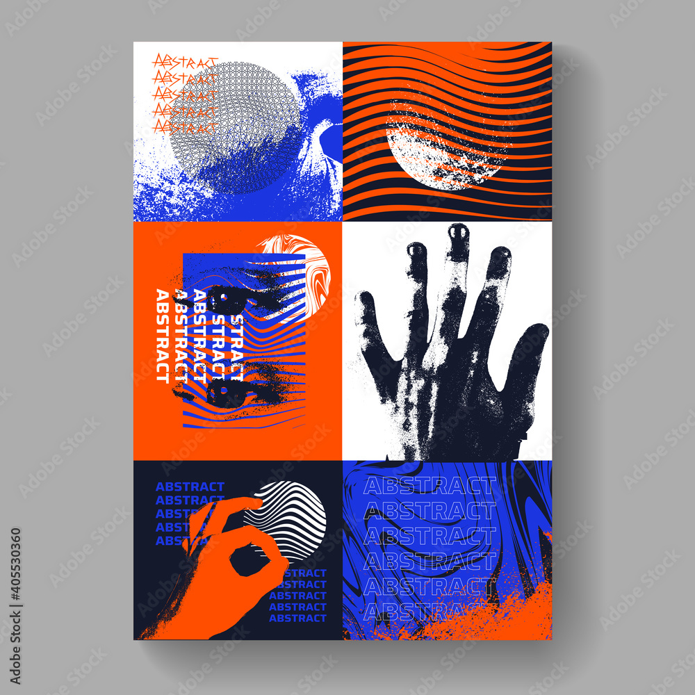 Postmodern poster artwork vector design. Modern abstract composition ...