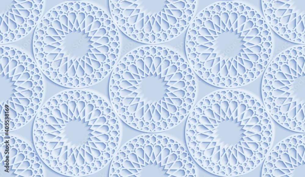 Islamic ornament vector, persian motiff. 3d round islamic ramadan ...