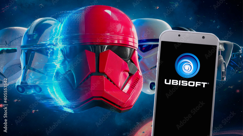 Foto de Star Wars game on screen with Ubisoft logo on Smartphone ...