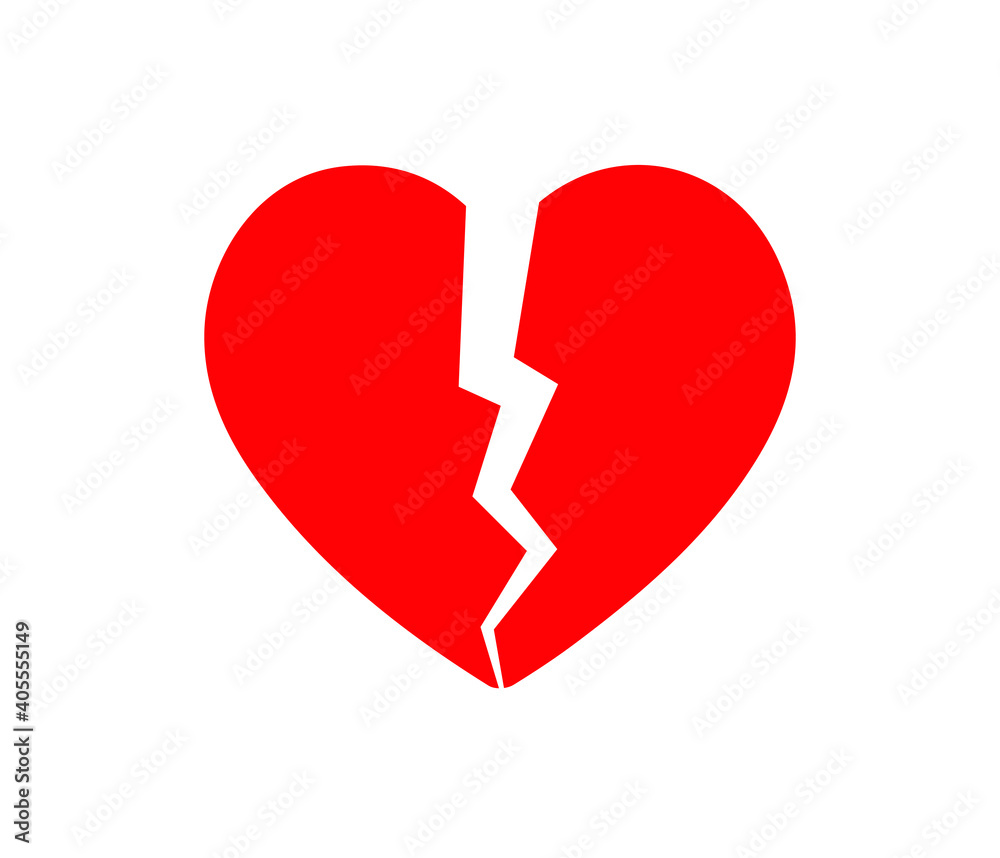 Broken heart icon symbol. Breakup logo sign. Vector illustration image ...