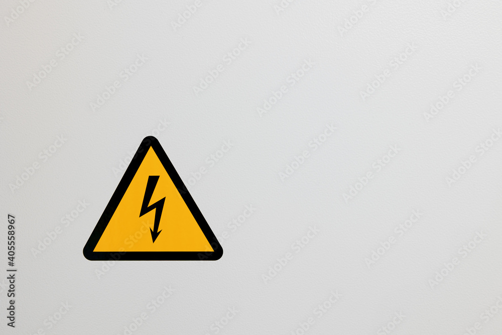 High voltage electricity sign on the cover of automated control system ...
