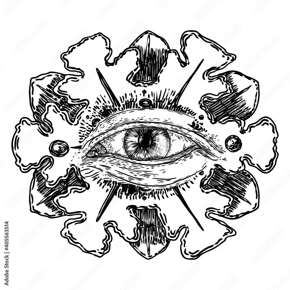 All seeing eye or Eye of Providence on decorative background sacred ...