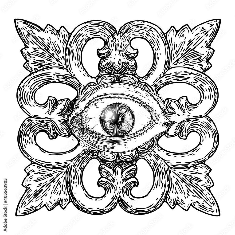 All seeing eye or Eye of Providence on decorative background sacred ...
