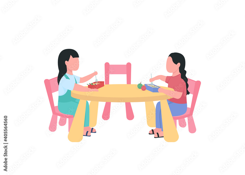 Cartoon Girl Eating Dinner