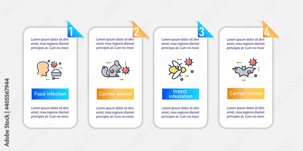 Disease spread concept vector infographic. Covid19, influenza ...