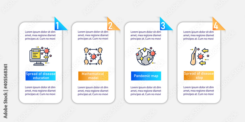 Disease spread concept vector infographic. Covid19, influenza ...