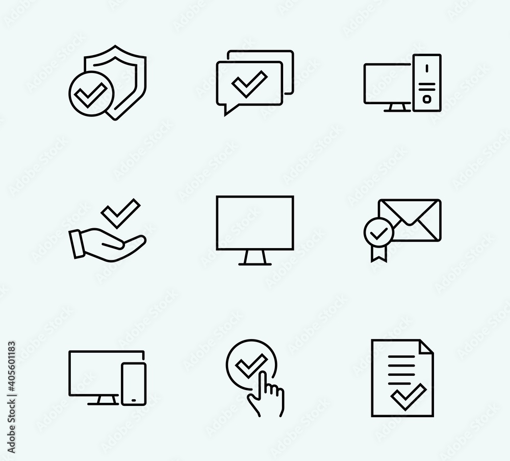 Approval Icon Set Thin Vector Icons Contains Check, Approved, Best ...