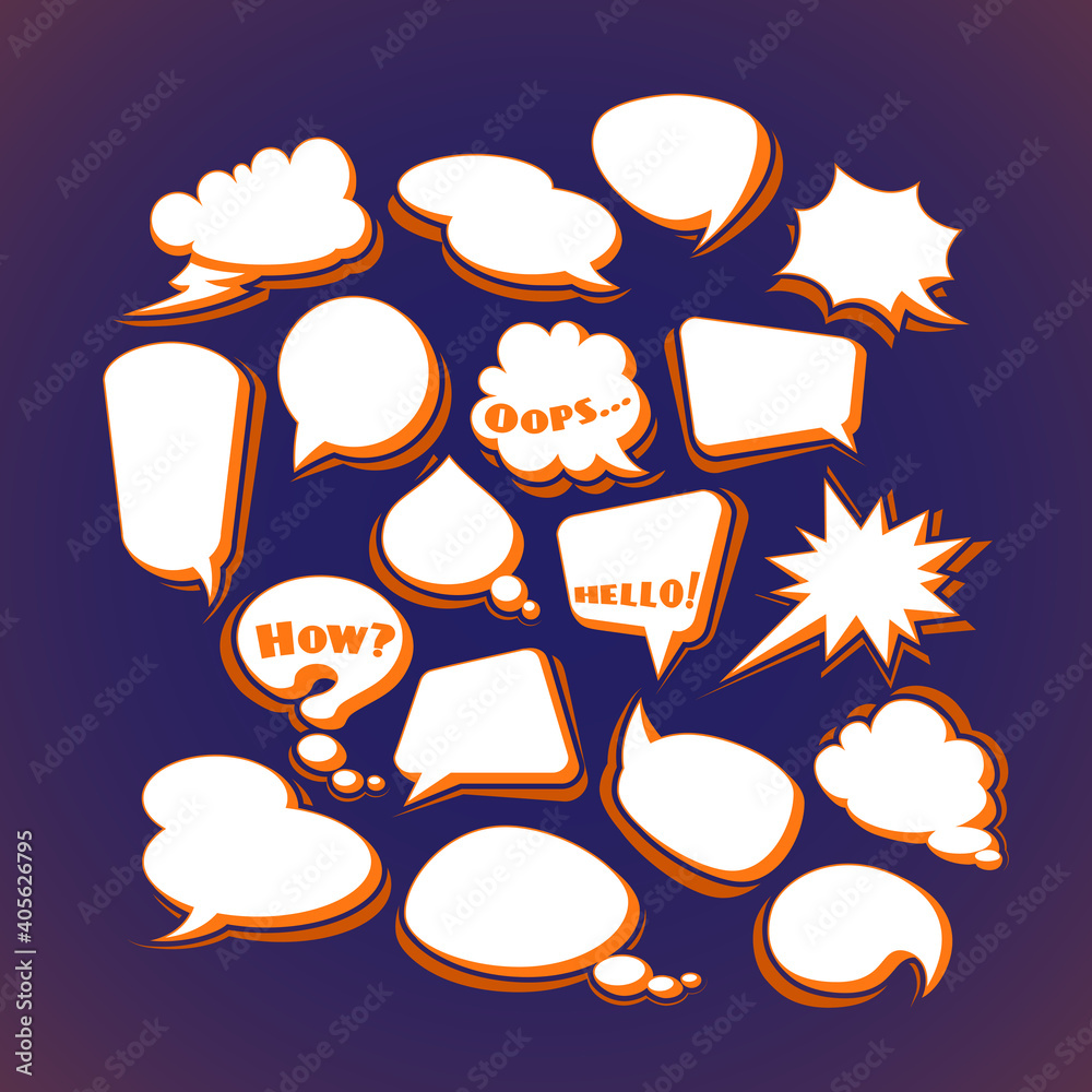 Set of cartoon vector speech bubbles. Stock Vector | Adobe Stock