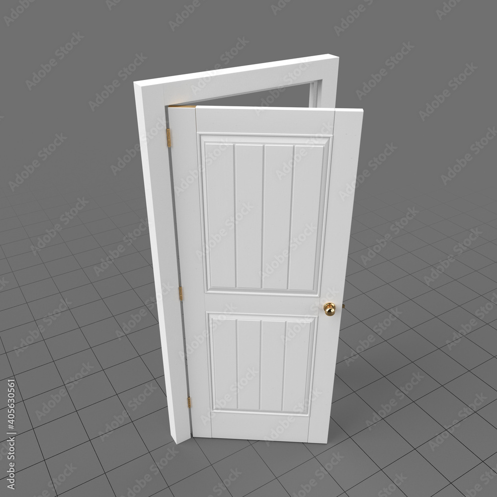 Open door with panel design Stock 3D asset | Adobe Stock