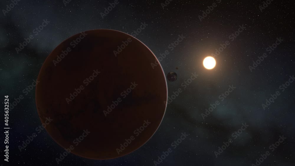 Mars and Phobos, planets of the solar system, space and stars ...