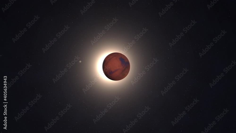 Mars and Phobos, planets of the solar system, space and stars ...