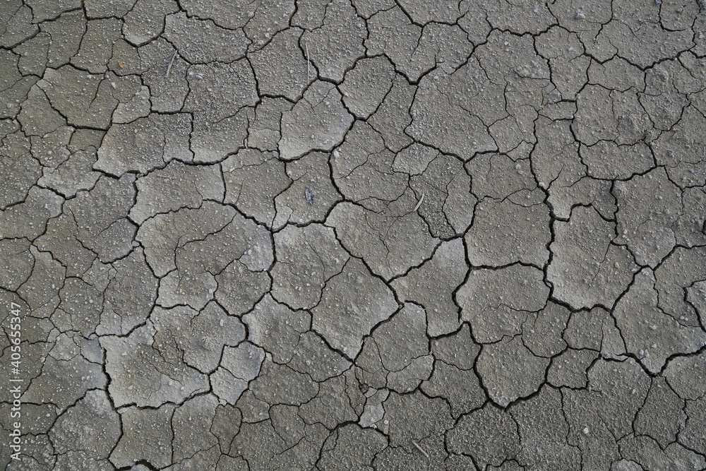 Texture of the dried earth with clay and sand, close-up. Dry cracked ...